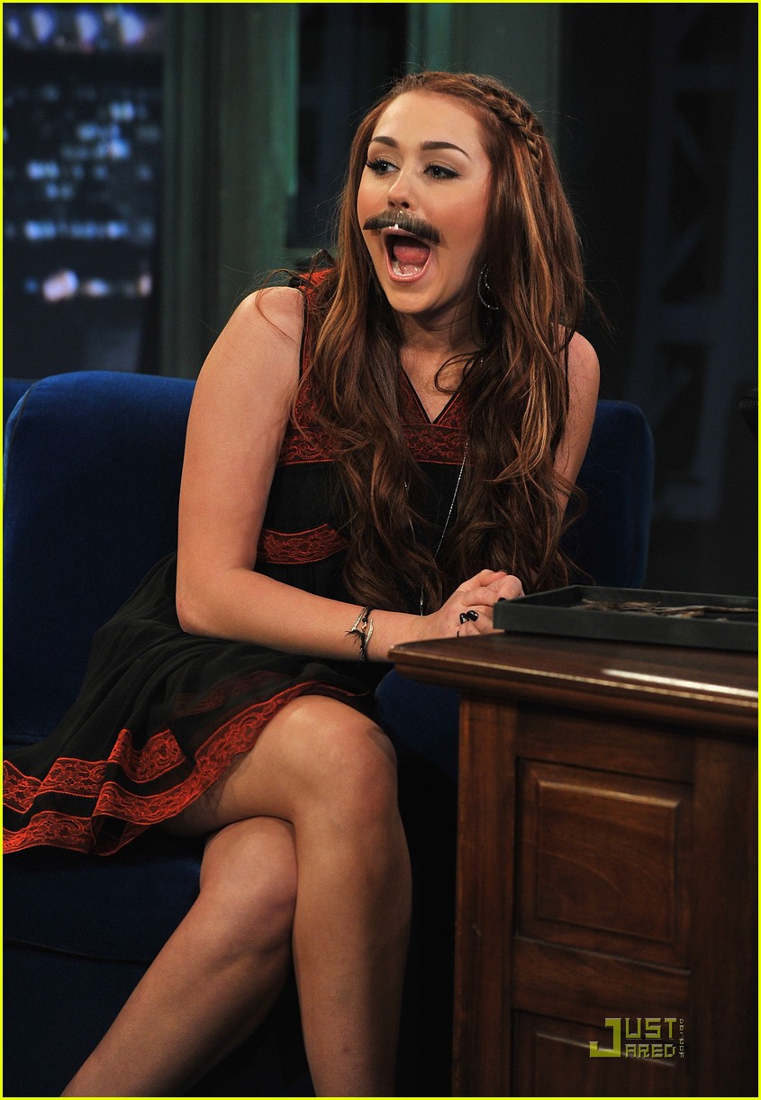 Miley Cyrus: Mustache for Jimmy Fallon! | Photo 407585 - Photo Gallery ...