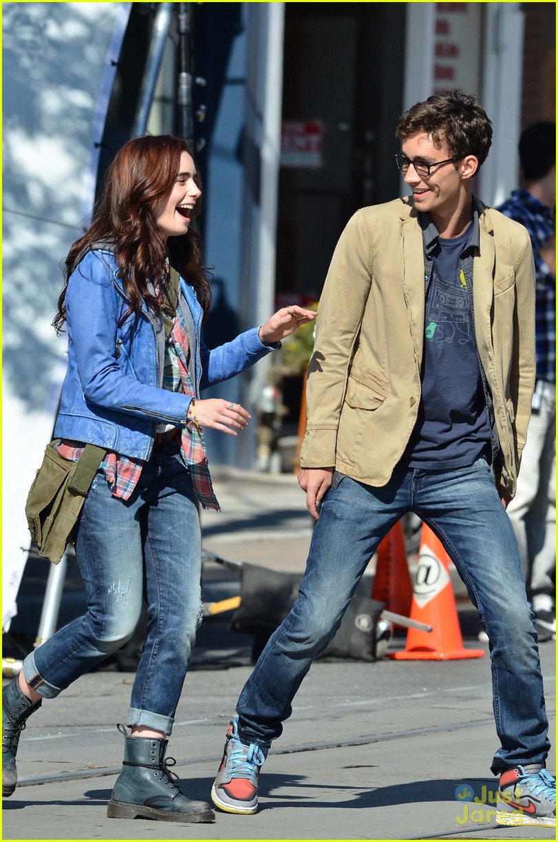 Lily Collins Mortal Instruments Laughs With Robert Sheehan Photo