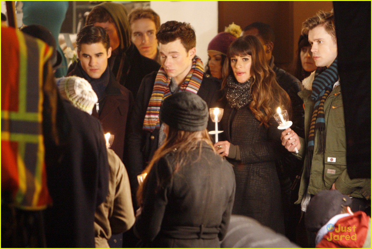 Lea Michele & Chord Overstreet Film 'Glee' Memorial Scene | Photo ...