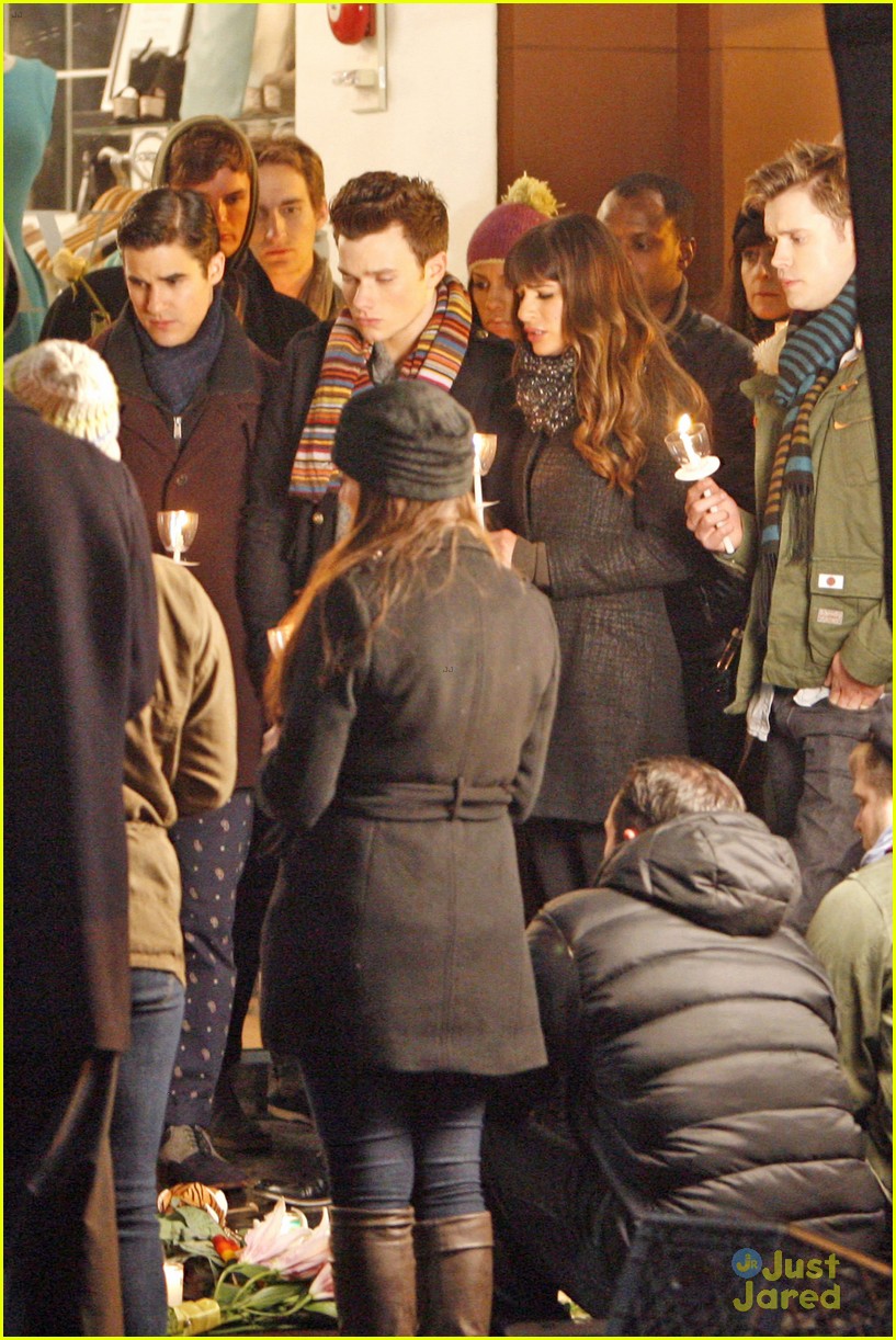 Lea Michele & Chord Overstreet Film 'Glee' Memorial Scene | Photo ...