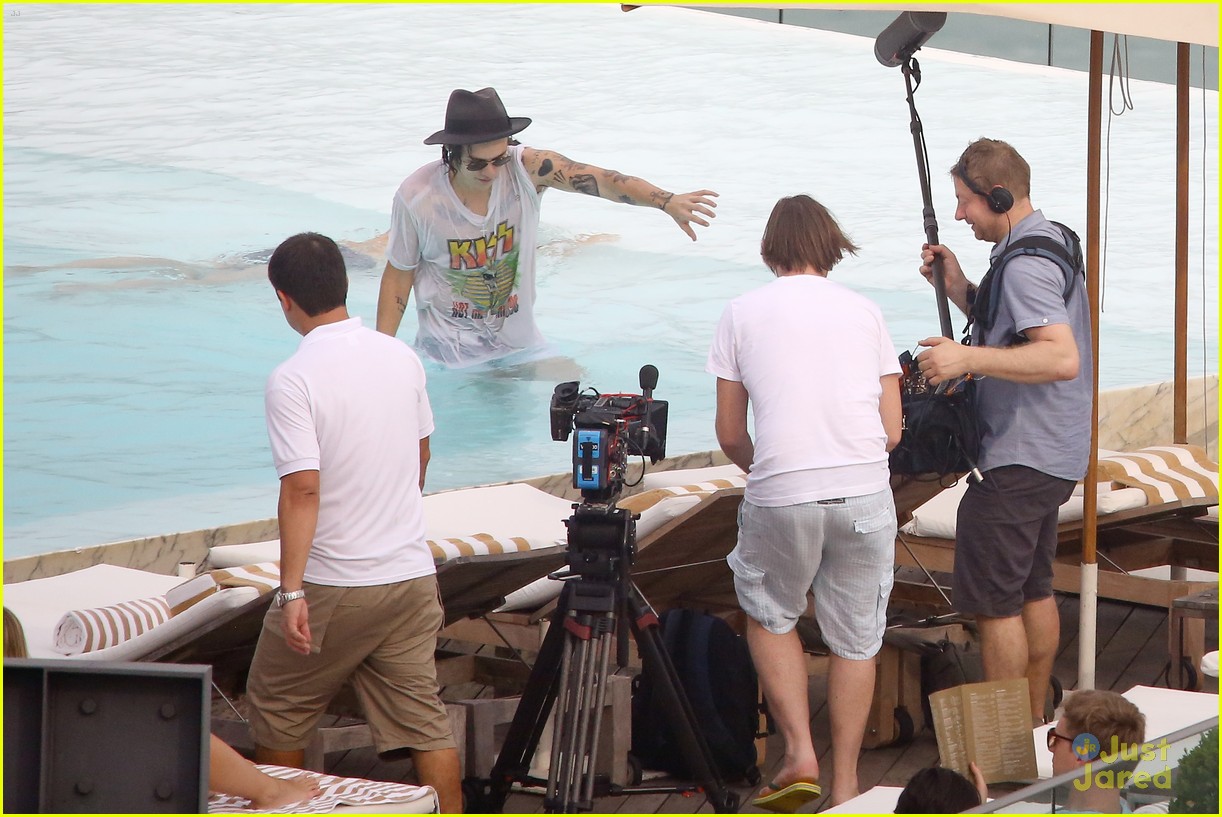 Harry Styles Shows Off Tattoos; Gets Tossed Into Pool in Rio | Photo ...