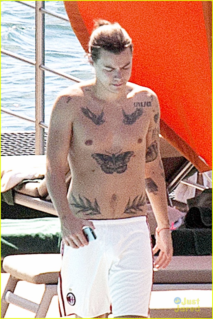Harry Styles Rocks a Ponytail While Lounging Shirtless Poolside in ...