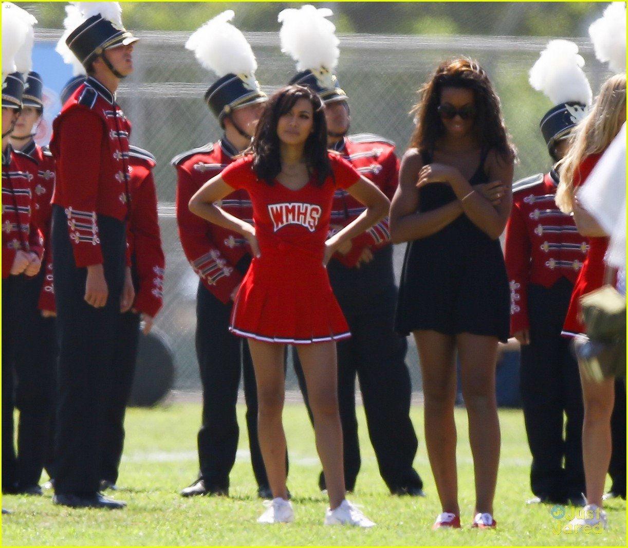 Glee's Naya Rivera, Heather Morris, & Dianna Agron Film Cheerleading ...