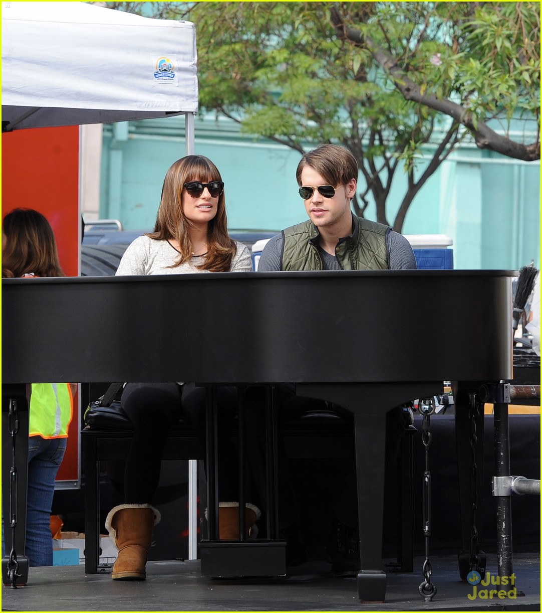 Lea Michele & Chord Overstreet Film 'Glee' Behind a Piano! | Photo ...