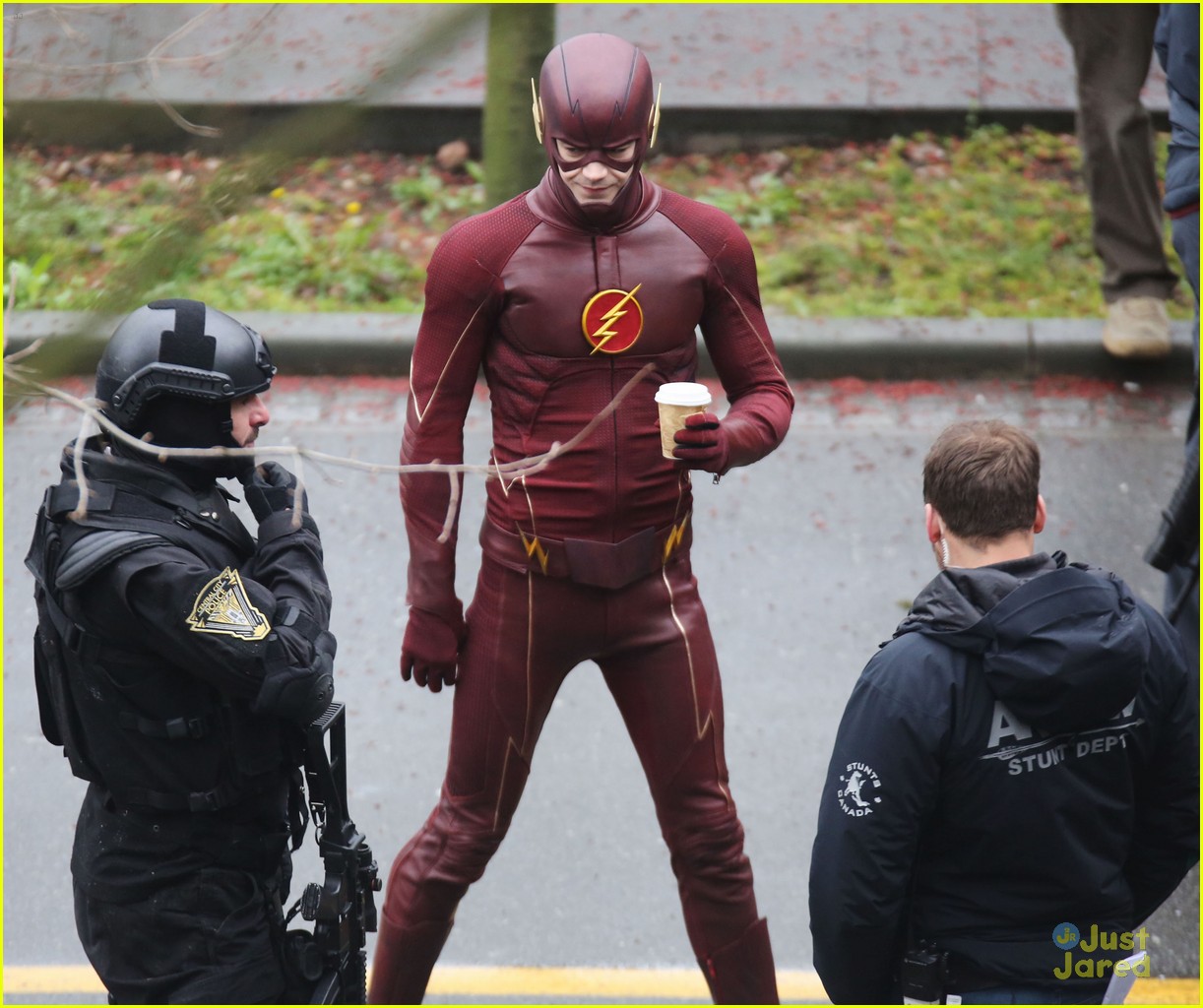 Full Sized Photo of grant gustin rick cosnett flash set silly 14 ...