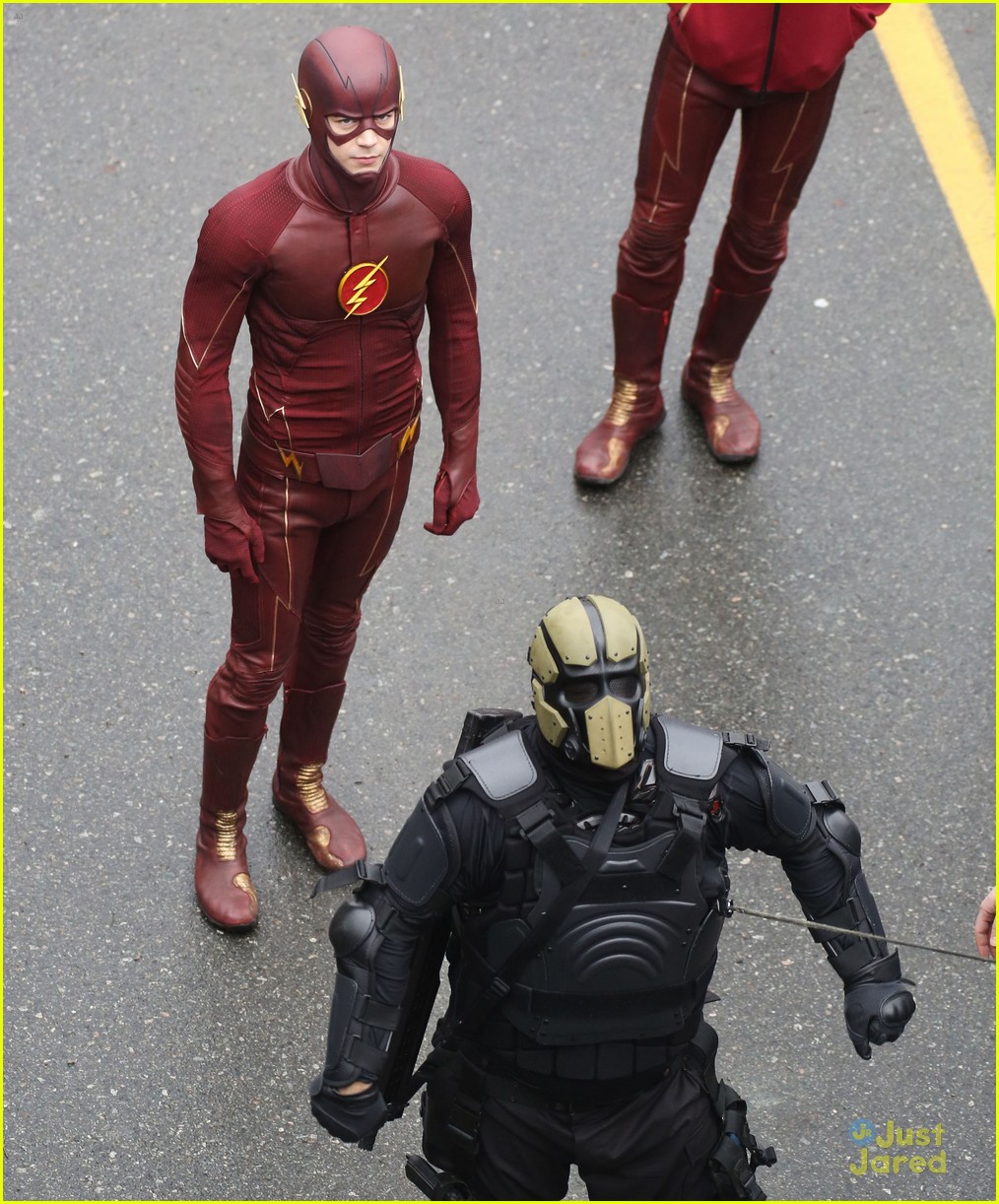Full Sized Photo of grant gustin rick cosnett flash set silly 16 ...