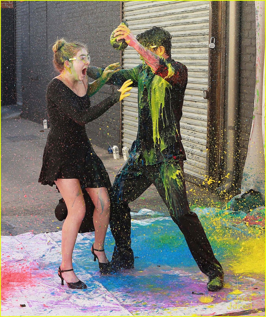 Willow Shields & Mark Ballas Have A Massive & Very Colorful Paint Fight ...