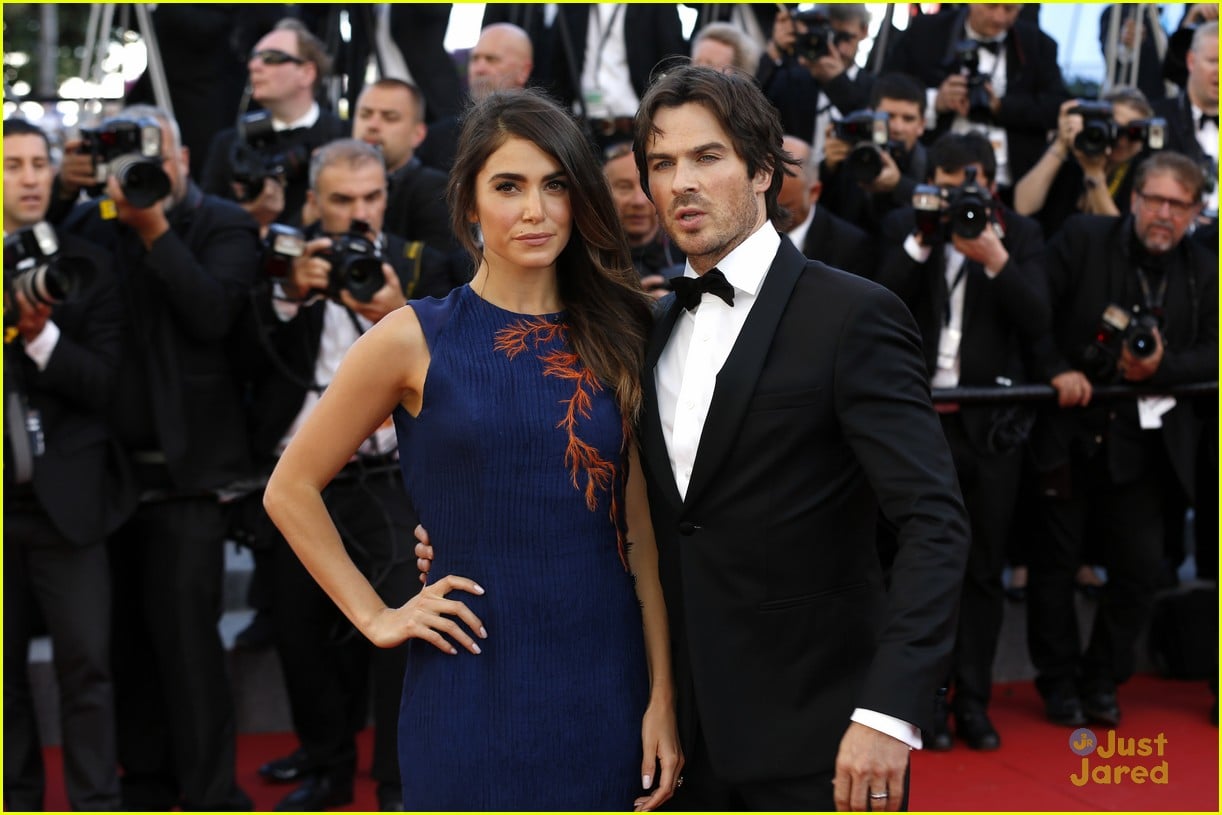 Ian Somerhalder Helps Nikki Reed With Her Dress On Cannes Red Carpet ...