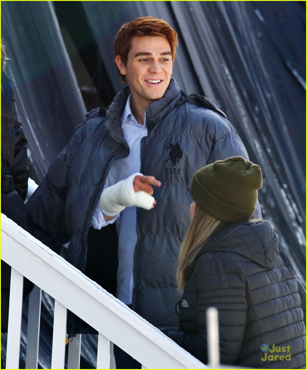 Full Sized Photo of kj apa hand bandage riverdale season finale filming ...