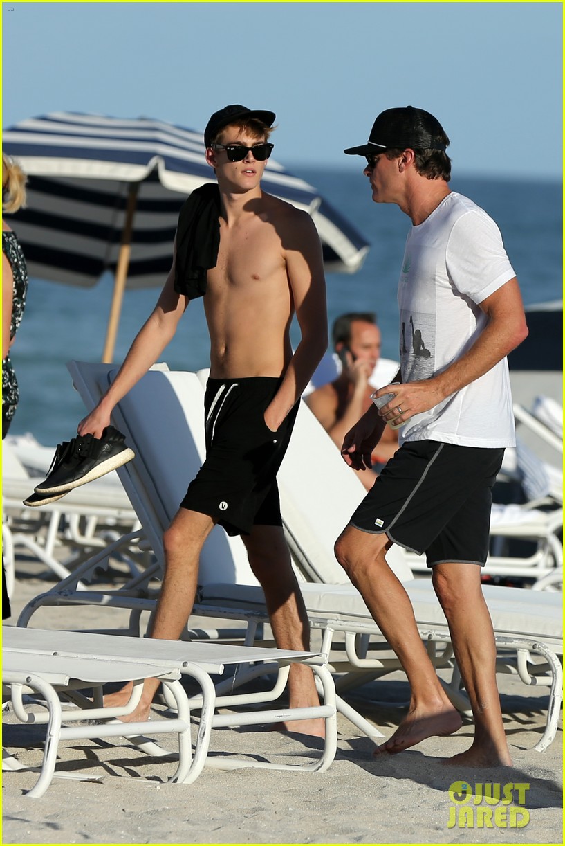 Full Sized Photo of presley gerber dad rande gerber go shirtless in ...