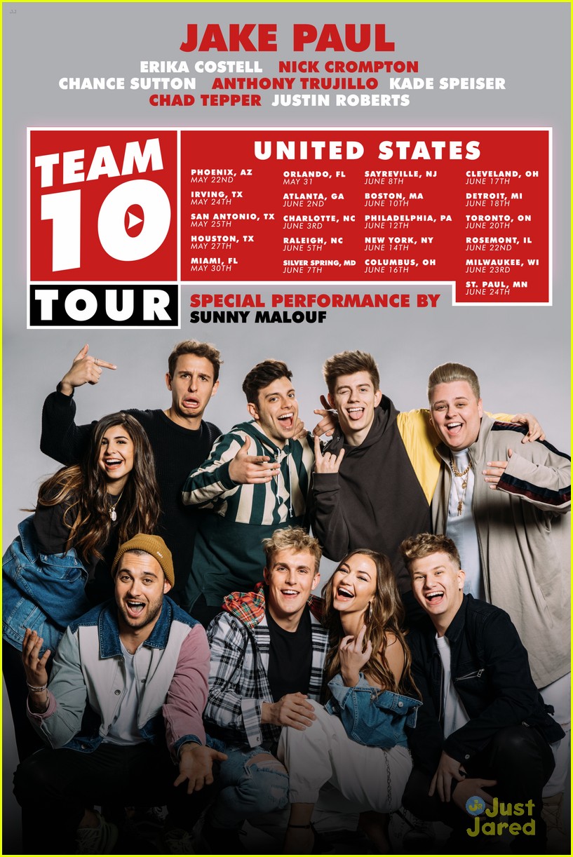 Jake Paul & Erika Costell Announce Team 10 Tour - See The Dates Here ...