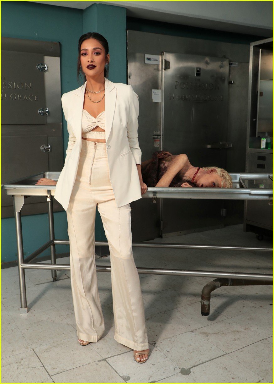 Shay Mitchell Is One Chic Mogue Attendant at 'Hannah Grace' Press Day ...