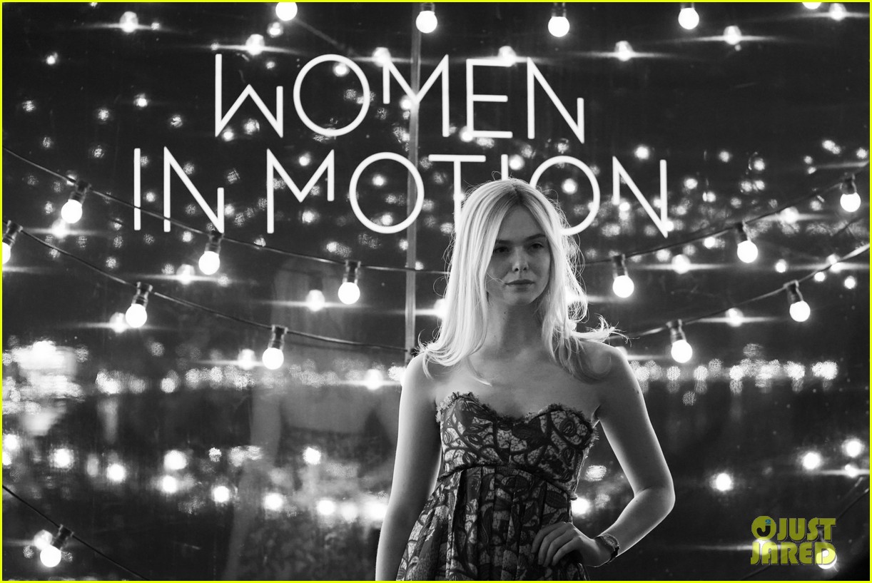 Elle Fanning Wears a Painting on Her Dress at Kering Women In Motion ...
