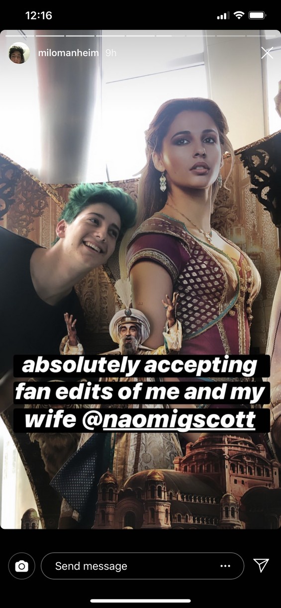 Full Sized Photo of milo manheim crush naomi scott aladdin 02 | Milo ...