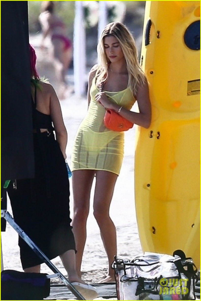 Hailey Bieber Rides A Jetski To Pose On a Seaplane During Photo Shoot ...