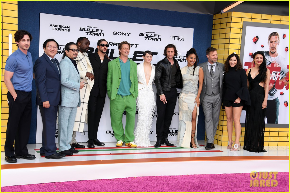 Full Sized Photo of joey king logan lerman bullet train premiere la 12 ...