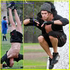 Jessie’s Pierson Fode Shows Off Abs During Intense Workout at the Park ...