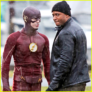 Grant Gustin Films ‘The Flash’ In The Rain After Golden Globes Weekend ...