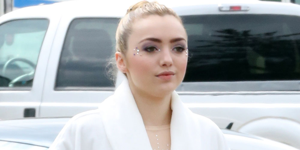 Peyton List Hides Gymnastic Costume Under Robe on ‘The Swap’ Set ...
