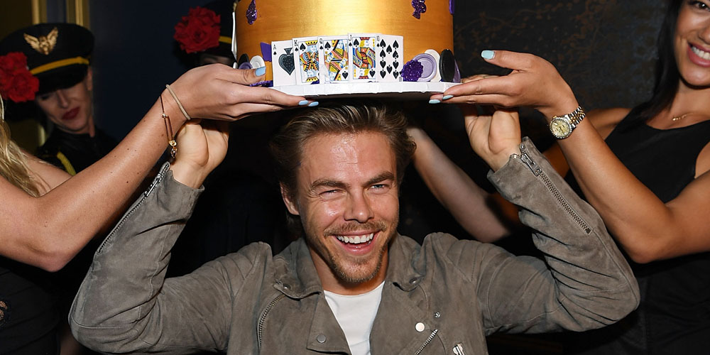 Derek Hough Wears Birthday Cake On His Head | Derek Hough | Just Jared Jr.