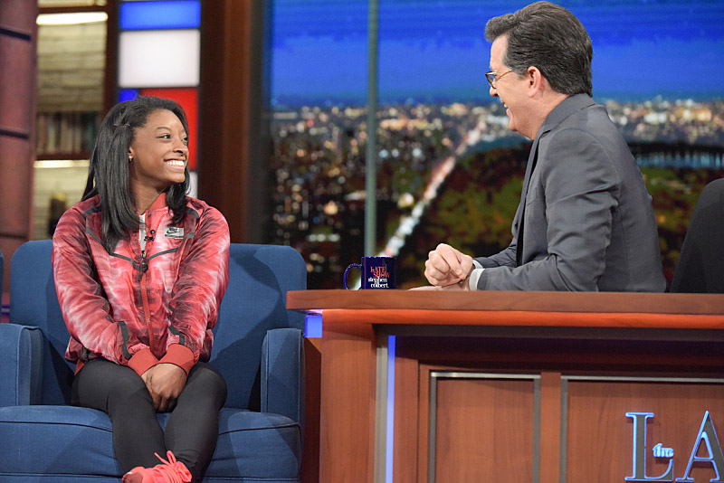 Gymnast Simone Biles Can’t Stop Giggling During Talk Show Appearance in ...