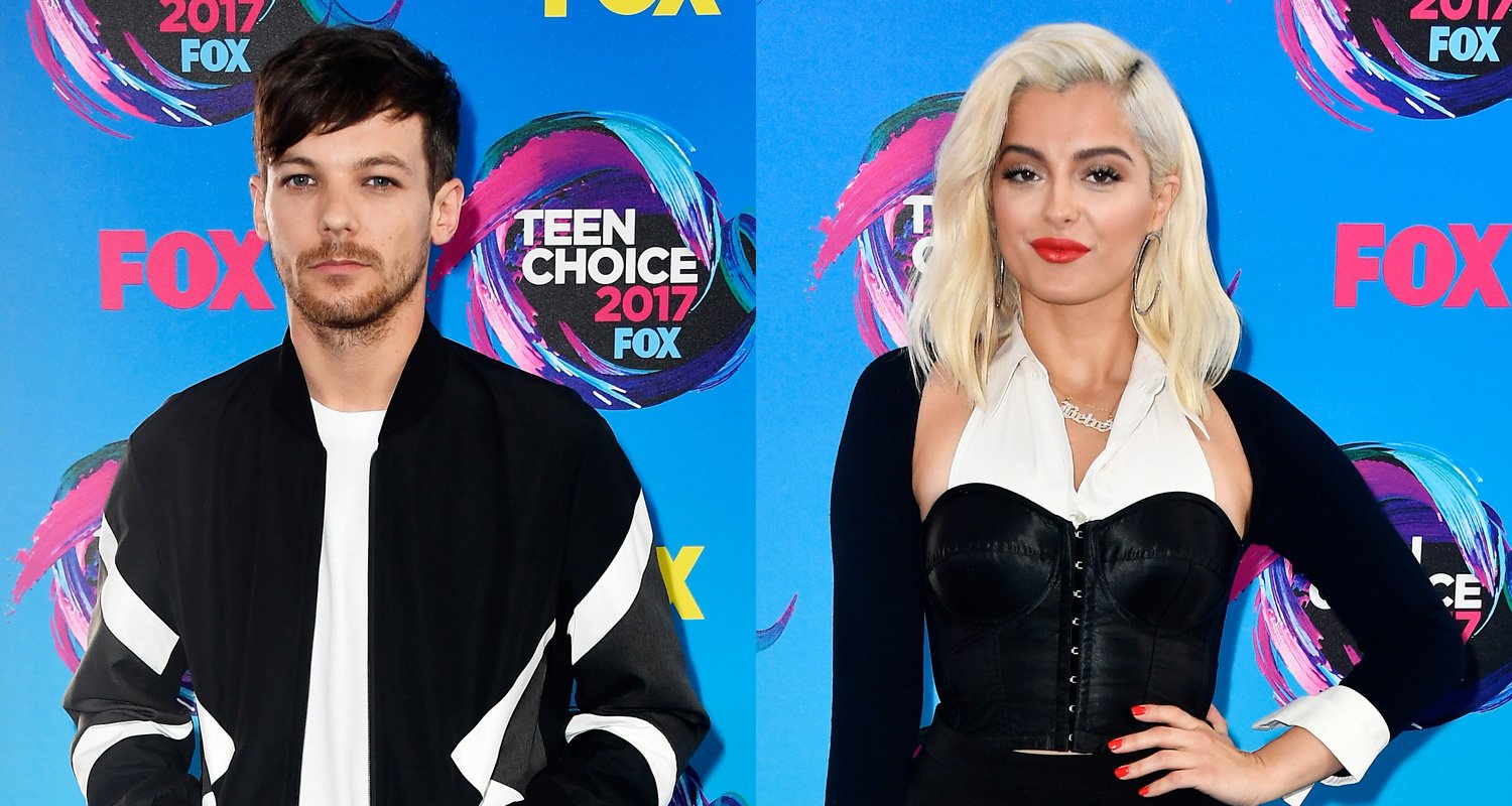 Louis Tomlinson & Bebe Rexha Match in Black & White at Teen Choice ...