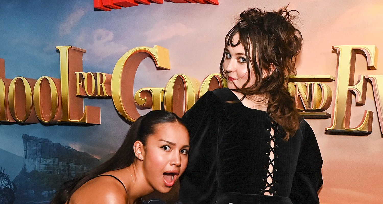 Sofia Wylie Points Out What’s On Freya Parks’ Dress at ‘School For Good & Evil’ Premiere | Ali ...